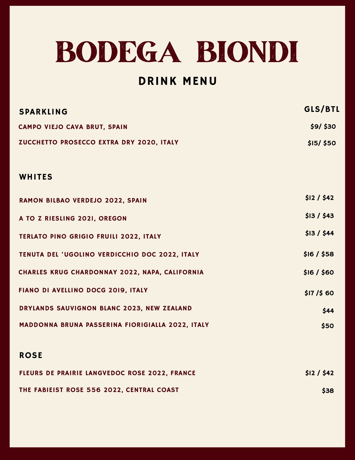 Drinks – Bodega Biondi
